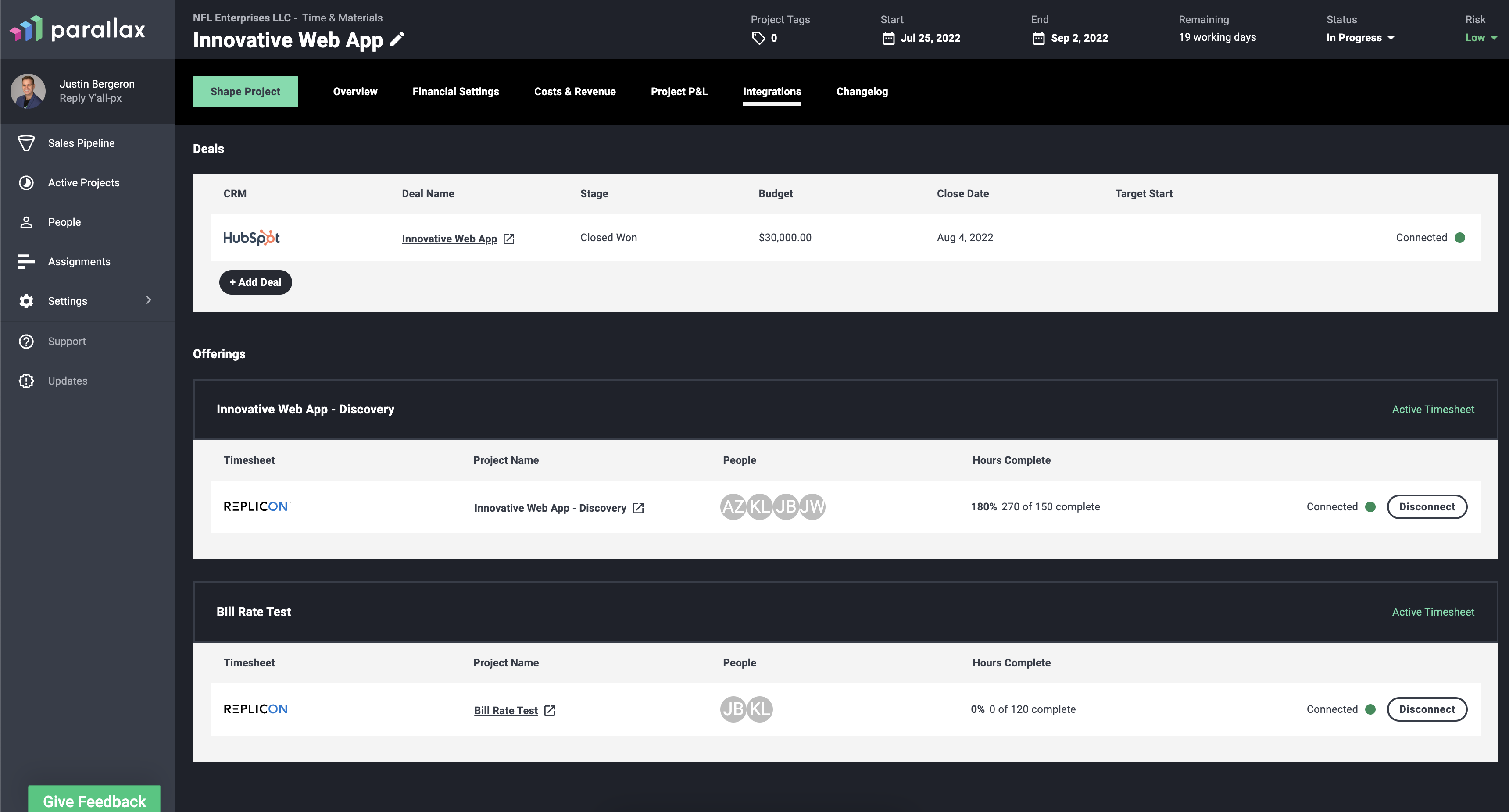 Replicon Field Mapping – Parallax